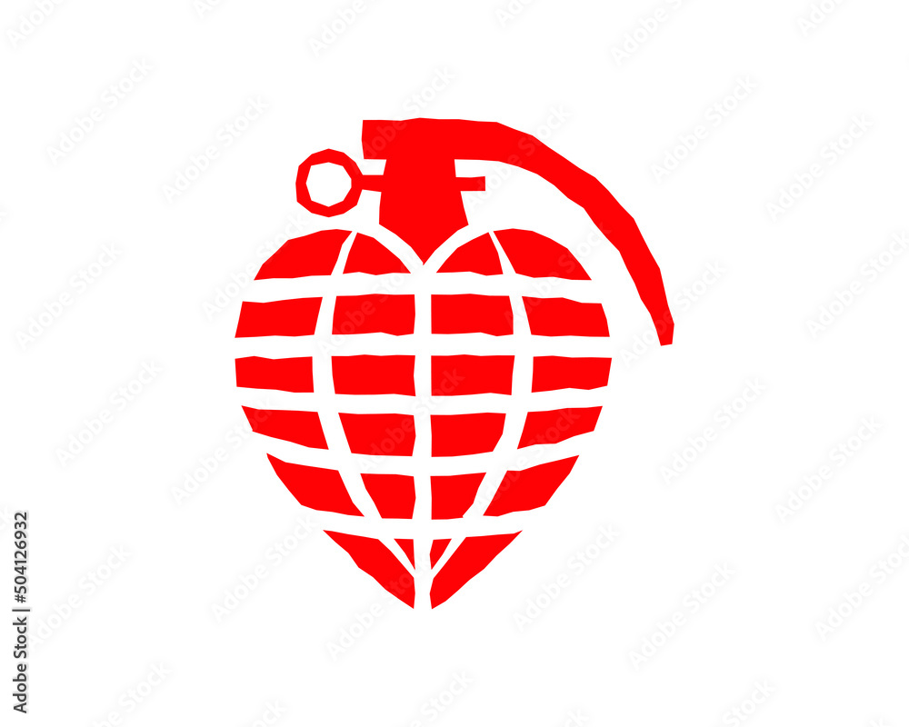 Love heart grenade bomb icon symbol shape. Danger romantic weapon sign ...