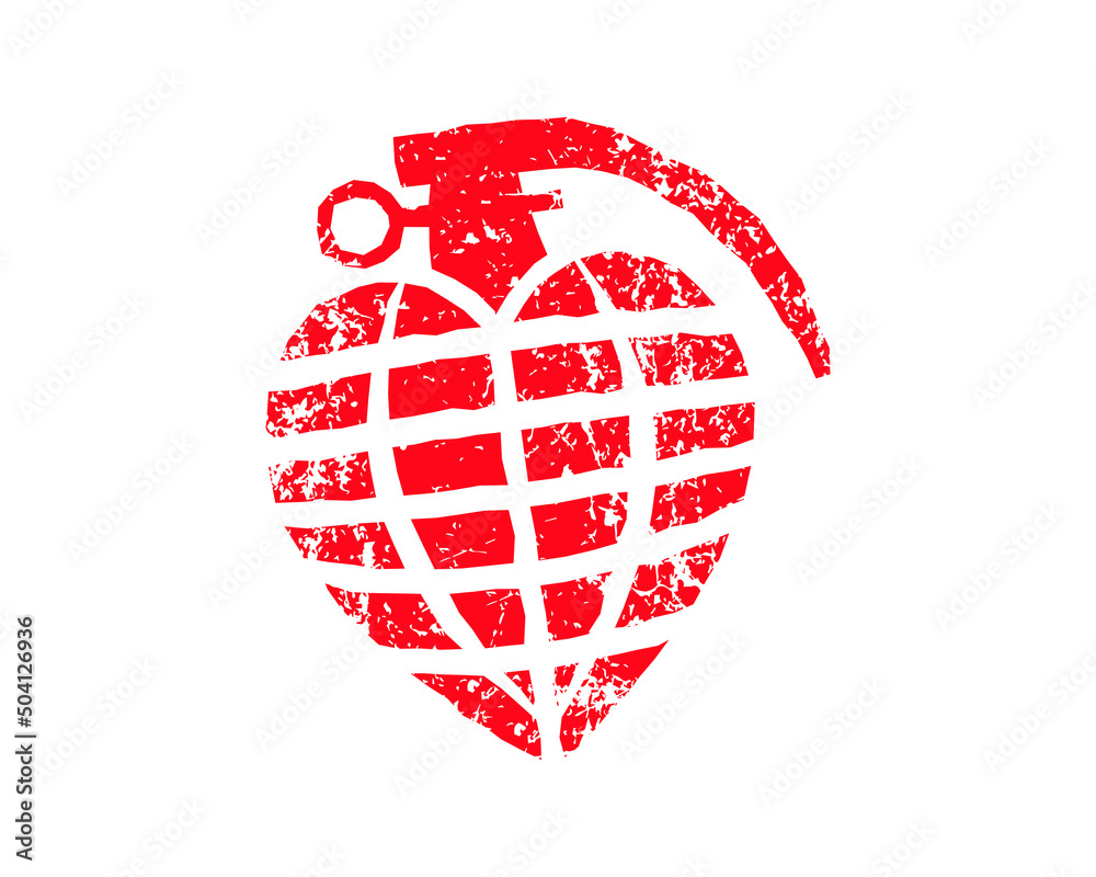 Love heart grenade bomb icon symbol shape. Danger romantic weapon sign ...