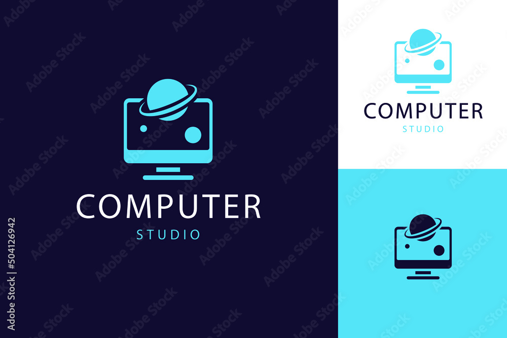Computer logo design. Pc fix, repair icon. Computer maintenance service ...