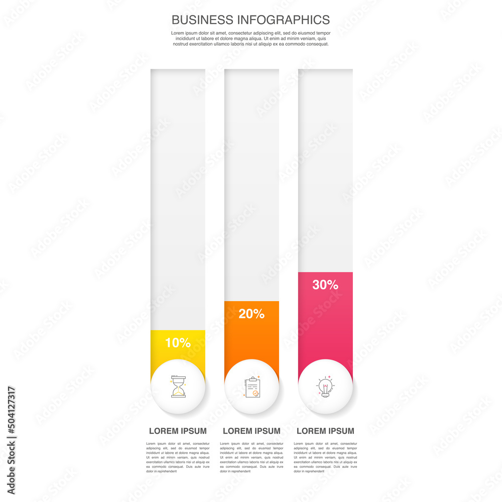 Infographics vector with 3 columns. Business concept graphic process ...