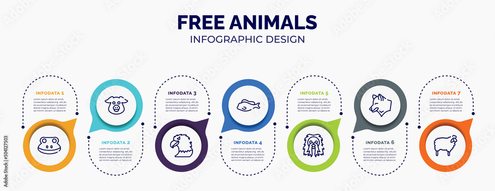 infographic for free animals concept. vector infographic template with ...