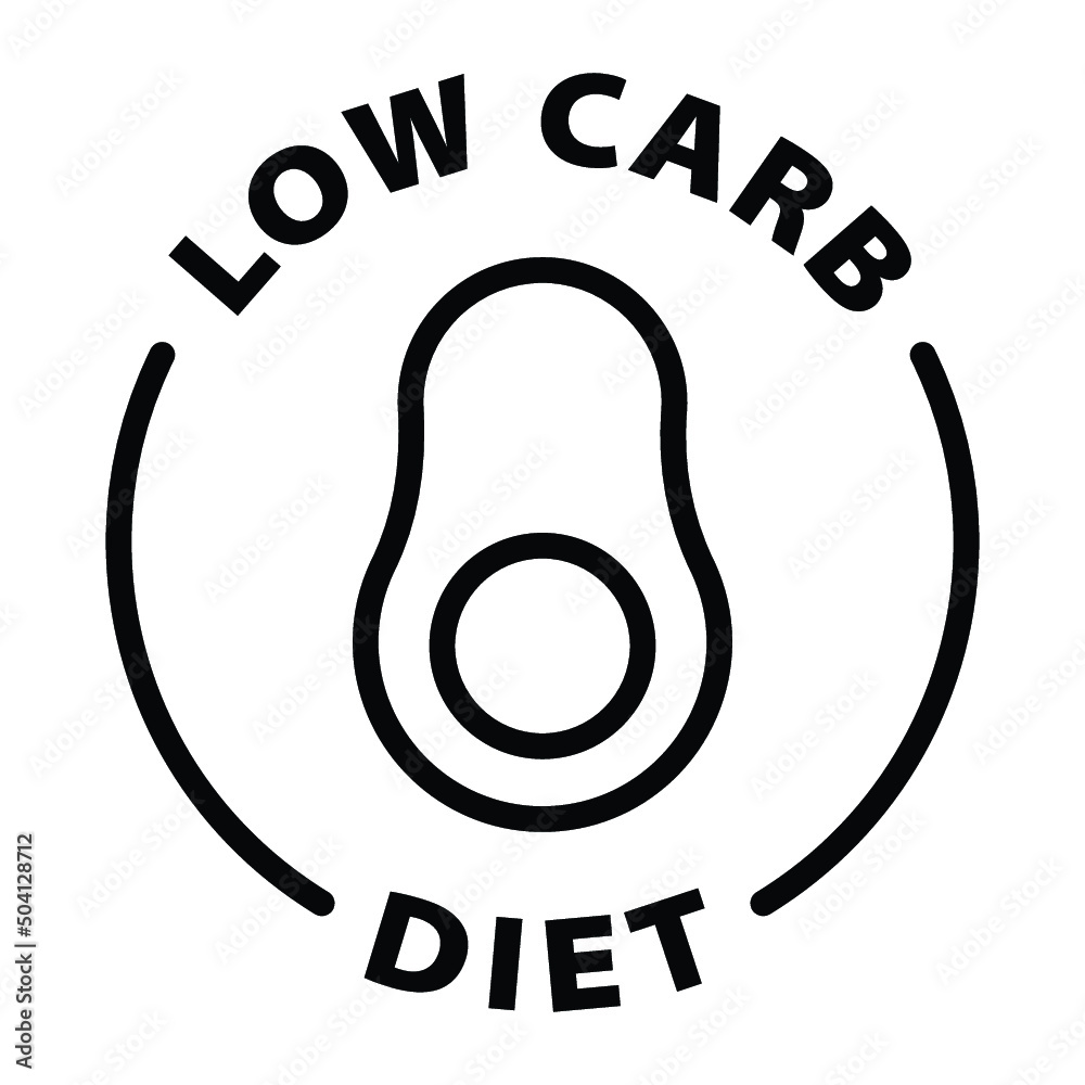 low carb diet black outline badge icon label isolated vector on ...
