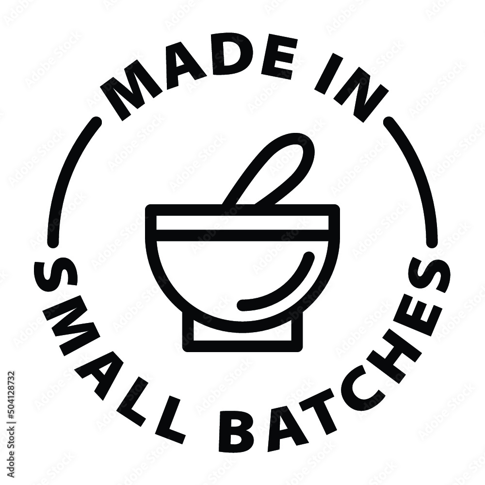 made in small batches black outline badge icon label isolated vector on transparent background ...
