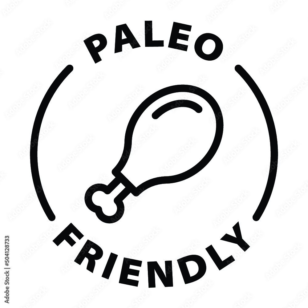 paleo friendly diet black outline badge icon label isolated vector on ...