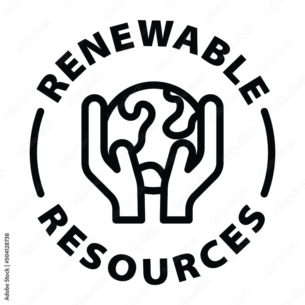 renewable resources energy black outline badge icon label isolated ...