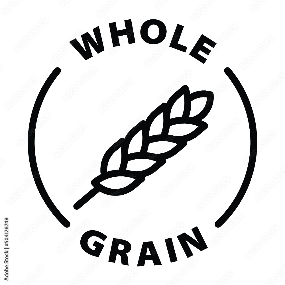 whole grain black outline badge icon label isolated vector on ...