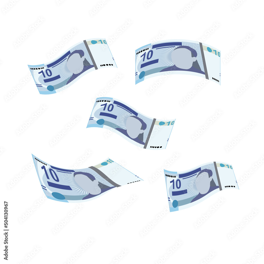 Tunisian Dinar Vector Illustration. Tunisia money set bundle banknotes ...