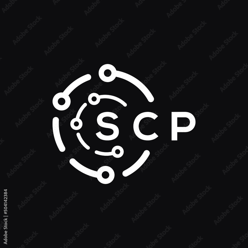 SCP technology letter logo design on black background. SCP creative ...