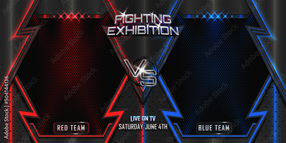 Fighting exhibition versus horizontal background with editable ...