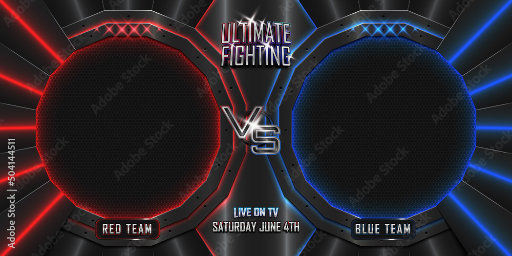 ultimate fight versus horizontal poster background with editable ...