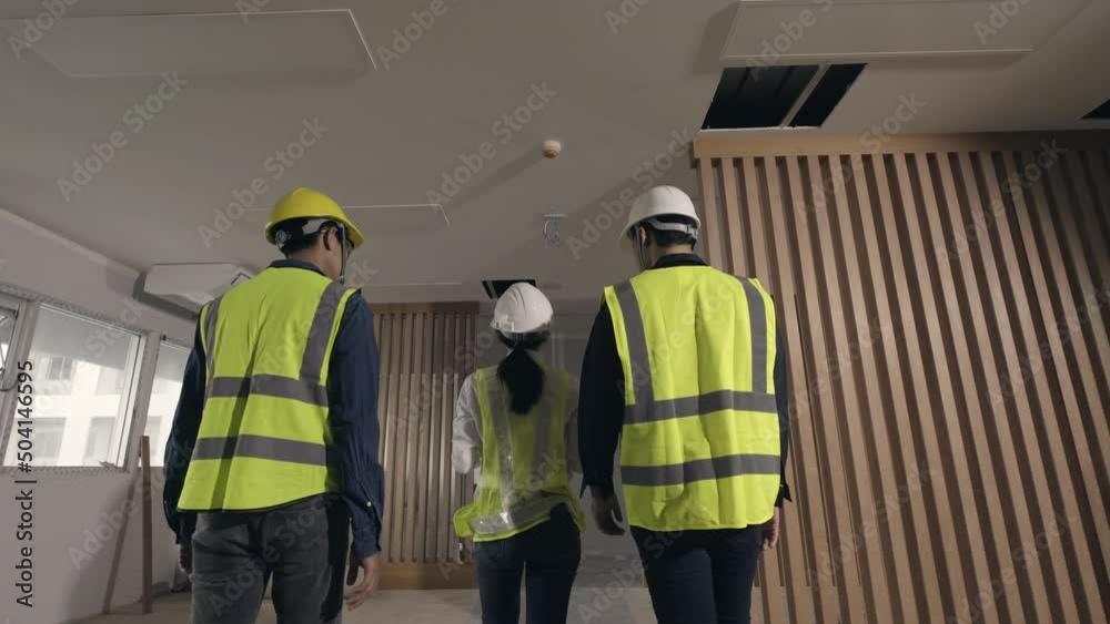 Team work Asian people Engineer or Architect team inspector building ...