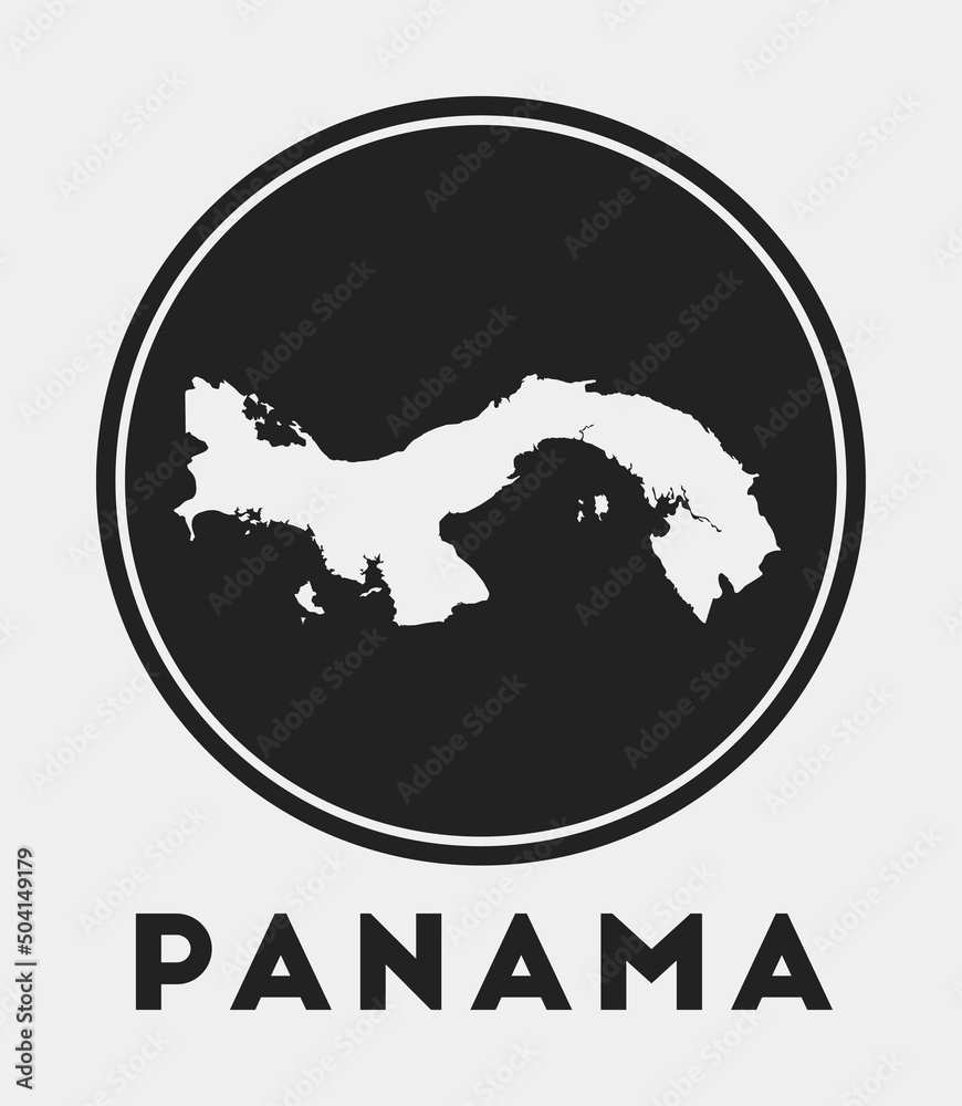Panama icon. Round logo with country map and title. Stylish Panama ...