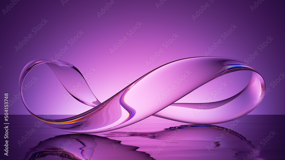 3d rendering, transparent infinity design element, abstract purple ...
