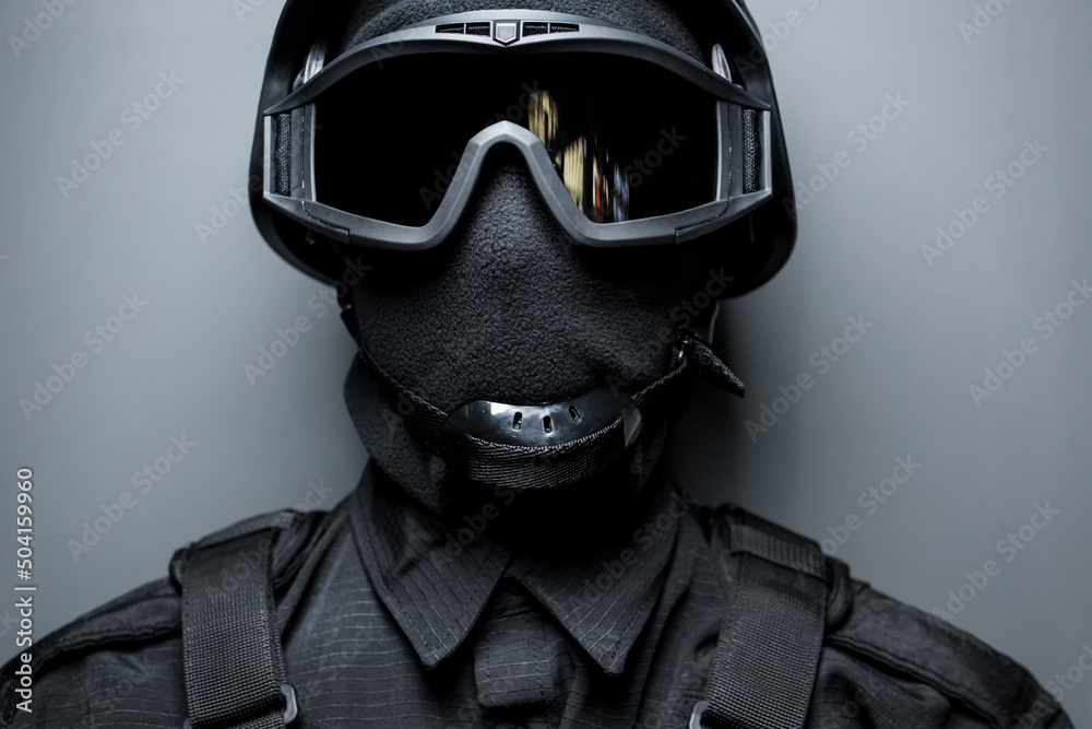 Special Forces in black uniform, mask and body armor. Special Forces ... Special Forces in black uniform, mask and body armor. Special Forces ...