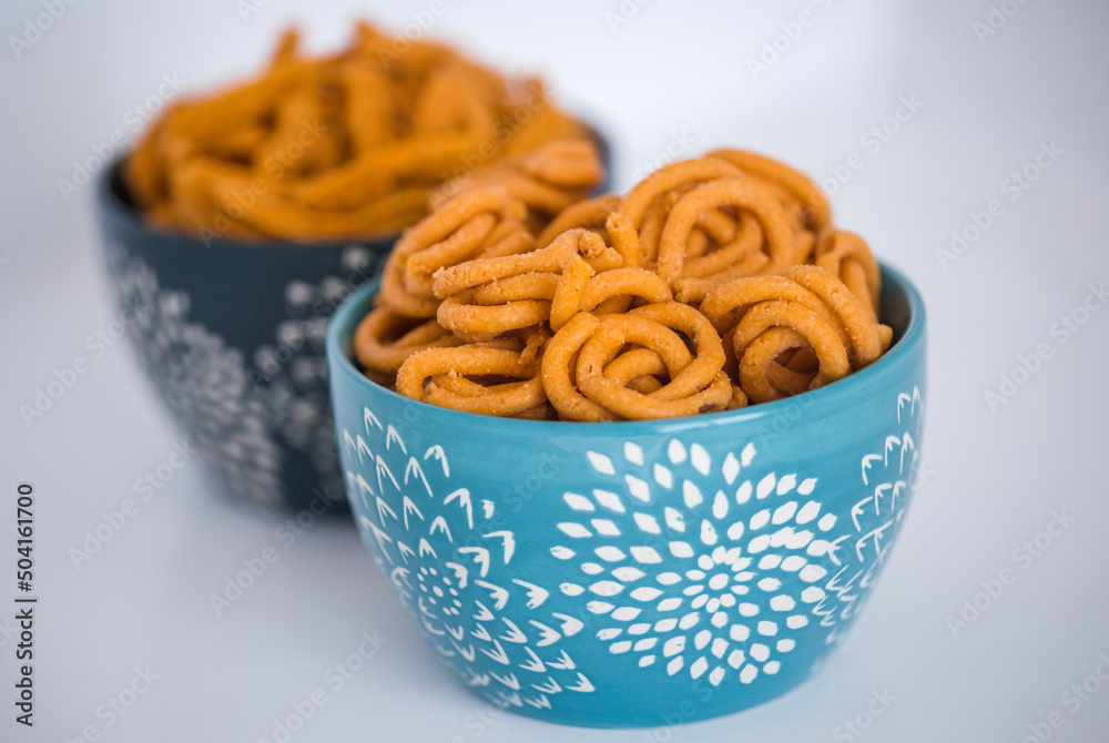 Murruku (aka Chakli) a south Indian fried snack made from rice flour ...