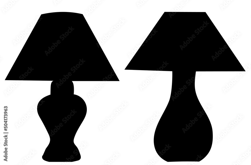 table lamp silhouette, on white background, isolated, vector Stock ...