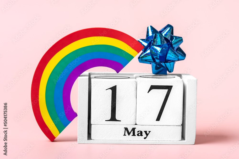Rainbow LGBT symbol, calendar isolated on pink background 17 May ...