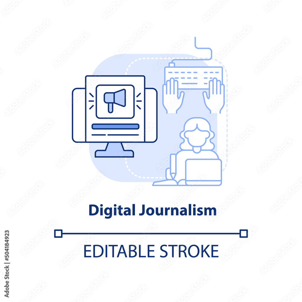 Digital journalism light blue concept icon. Desired skill for future ...