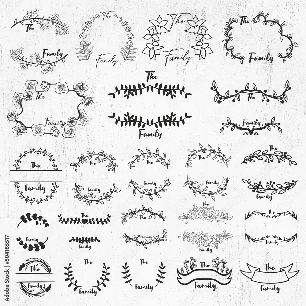 Family name monogram svg bundle, family name svg, wedding Stock Vector ...