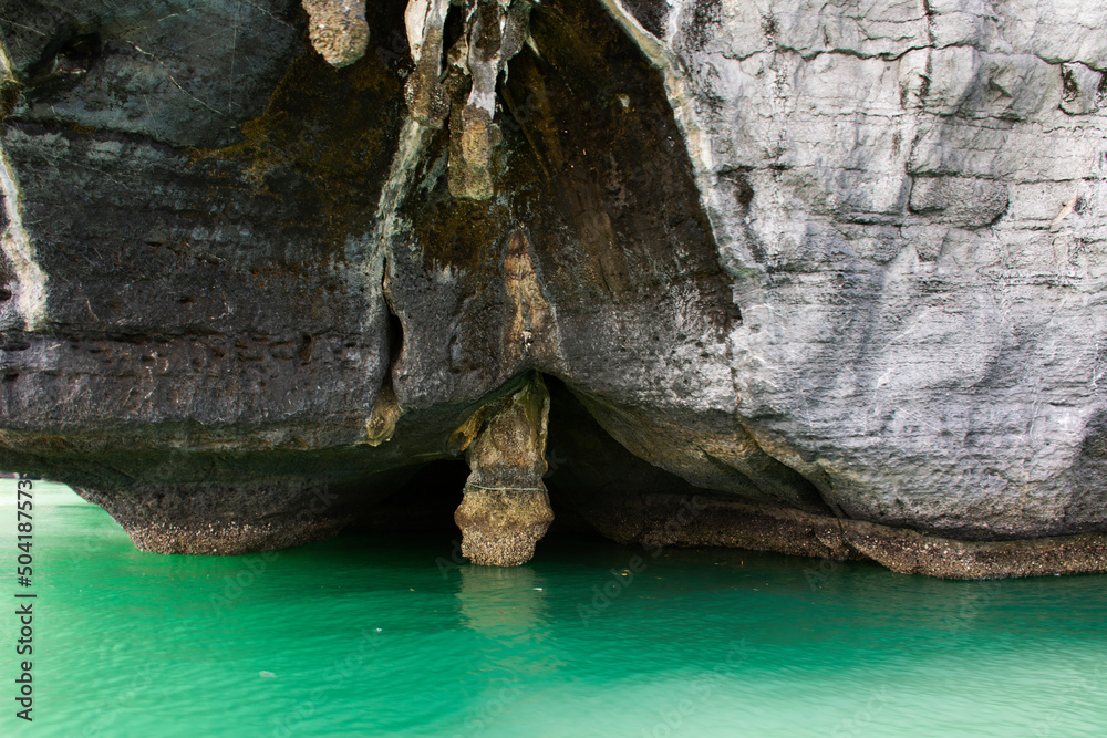 Limestone mountain island in sea ocean for thai people travelers travel ...