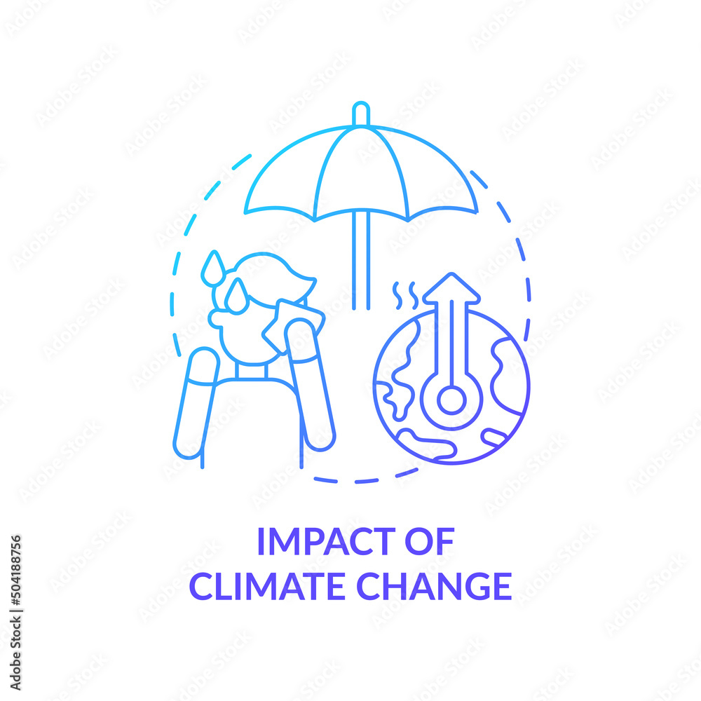 Impact of climate change blue gradient concept icon. Weather and mental ...