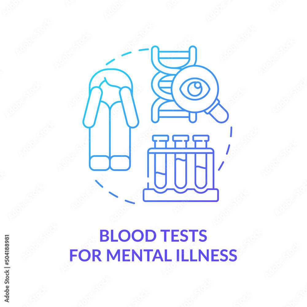 Blood tests for mental illness blue gradient concept icon. Patient ... Blood tests for mental illness blue gradient concept icon. Patient ...