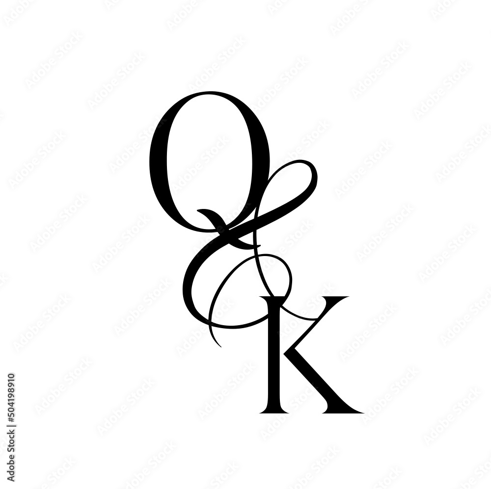 kq, qk, monogram logo. Calligraphic signature icon. Wedding Logo ...