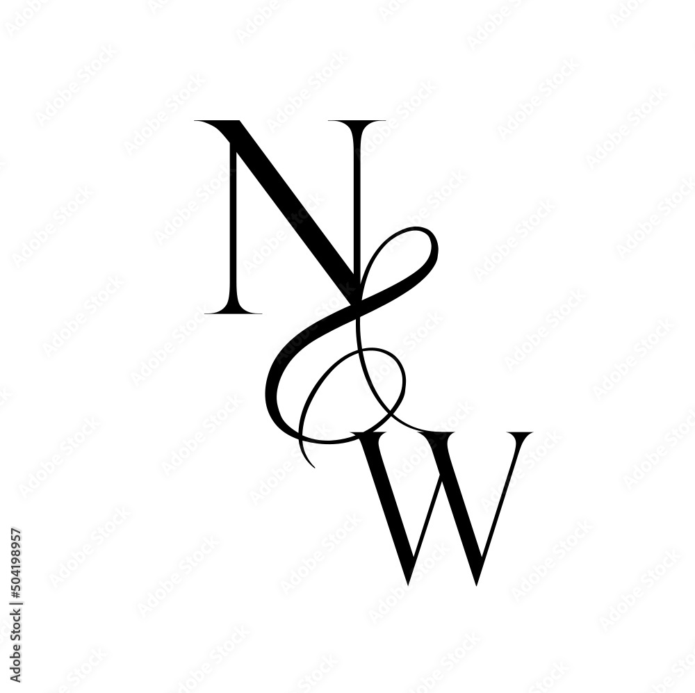 wn, nw, monogram logo. Calligraphic signature icon. Wedding Logo ...