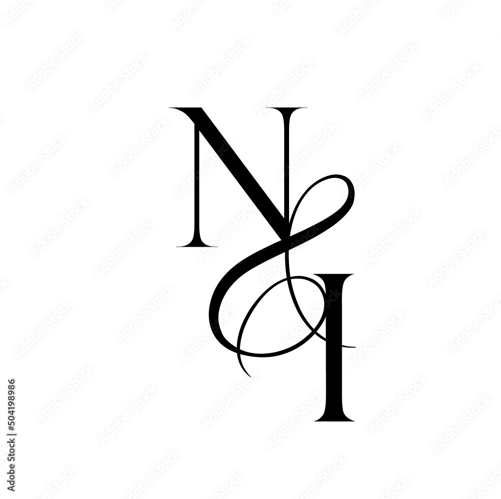 in, ni, monogram logo. Calligraphic signature icon. Wedding Logo ...