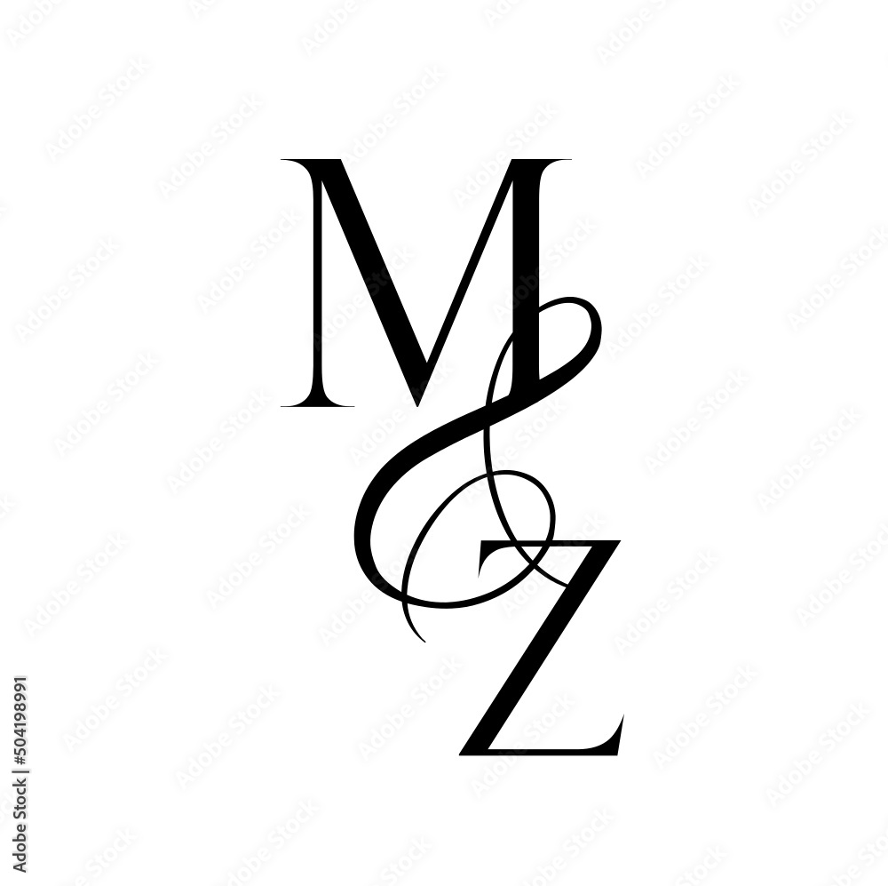 zm, mz, monogram logo. Calligraphic signature icon. Wedding Logo ...