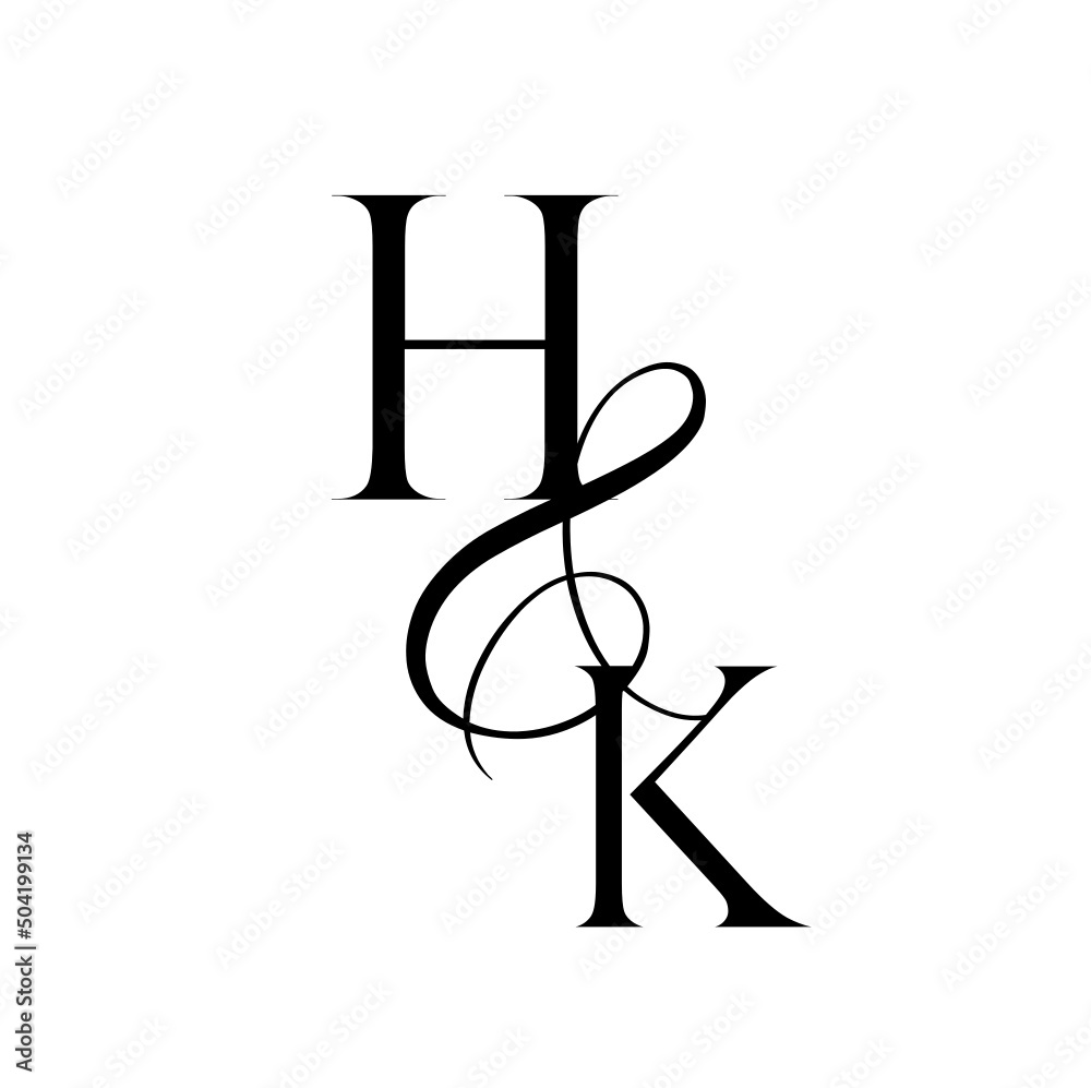 kh, hk, monogram logo. Calligraphic signature icon. Wedding Logo ...