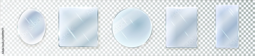 Vecteur Stock Set of different shape mirrors isolated. Mirror frame ...