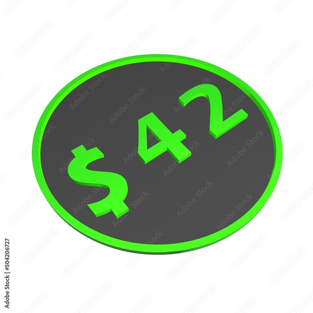 $42. Dollar sign. Shopping, price tag, money. 3d rendering. Stock ...