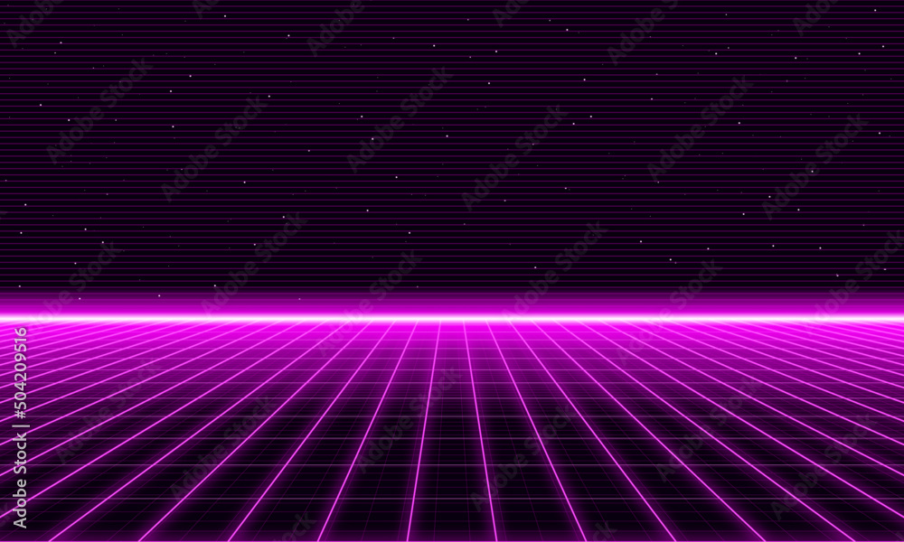 Retro cyberpunk style 80s Sci-Fi Background Futuristic with laser grid ...