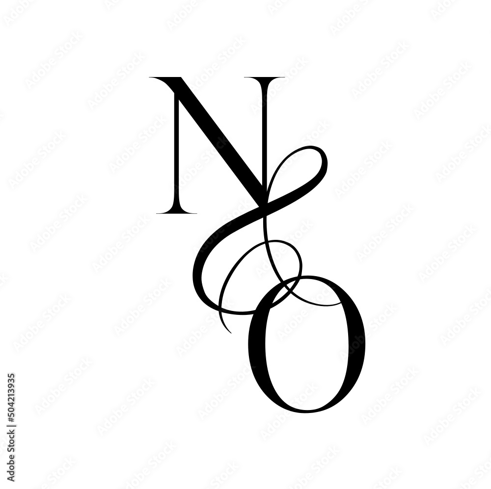 Vetor de on, no, monogram logo. Calligraphic signature icon. Wedding ...