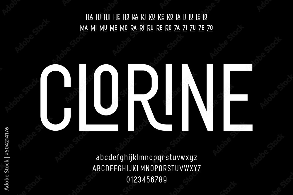Minimal condensed alphabets font vector with ligatures Stock Vector ...