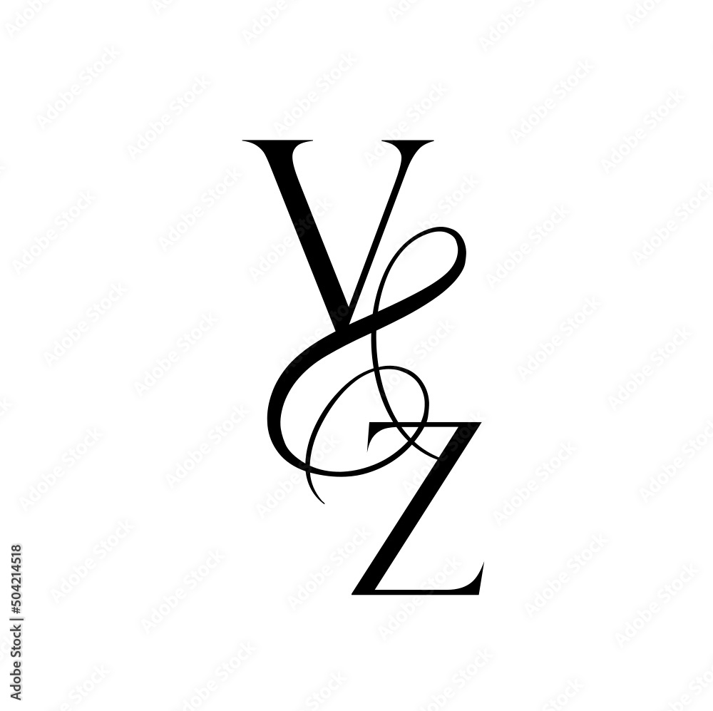 zv, vz, monogram logo. Calligraphic signature icon. Wedding Logo ...