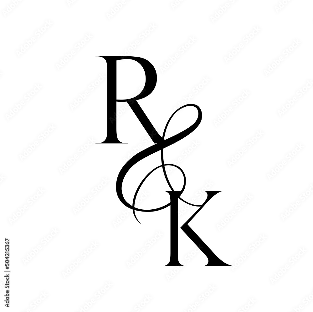 kr, rk, monogram logo. Calligraphic signature icon. Wedding Logo ...