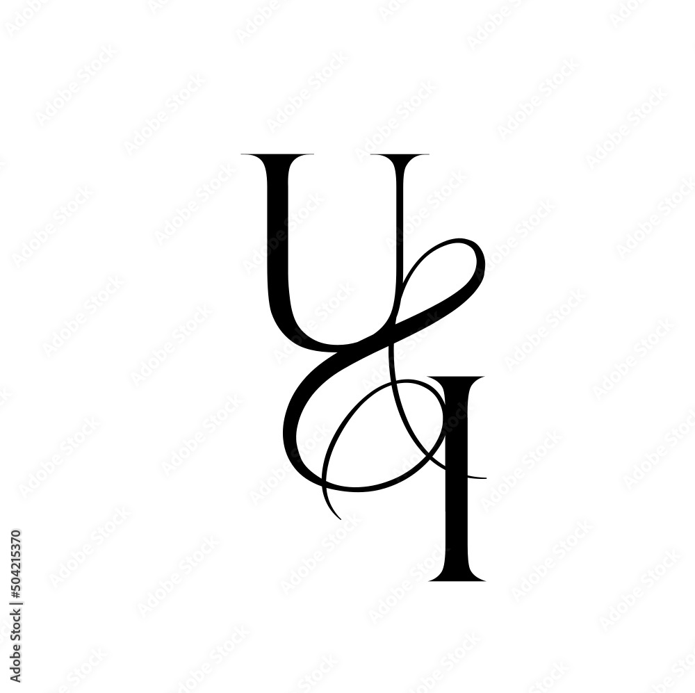 iu, ui, monogram logo. Calligraphic signature icon. Wedding Logo ...