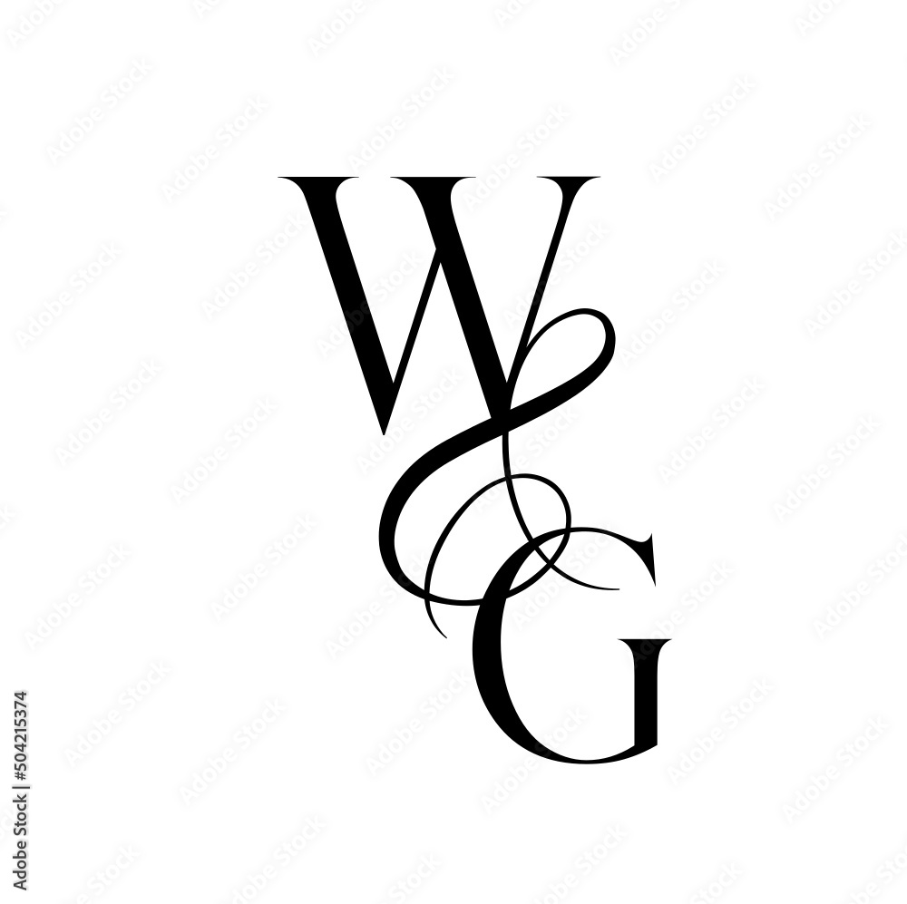 gw, wg, monogram logo. Calligraphic signature icon. Wedding Logo ...