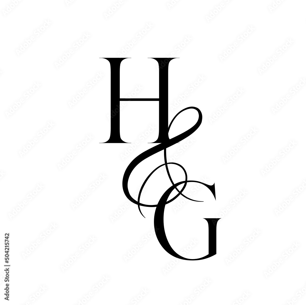 gh, hg, monogram logo. Calligraphic signature icon. Wedding Logo ...
