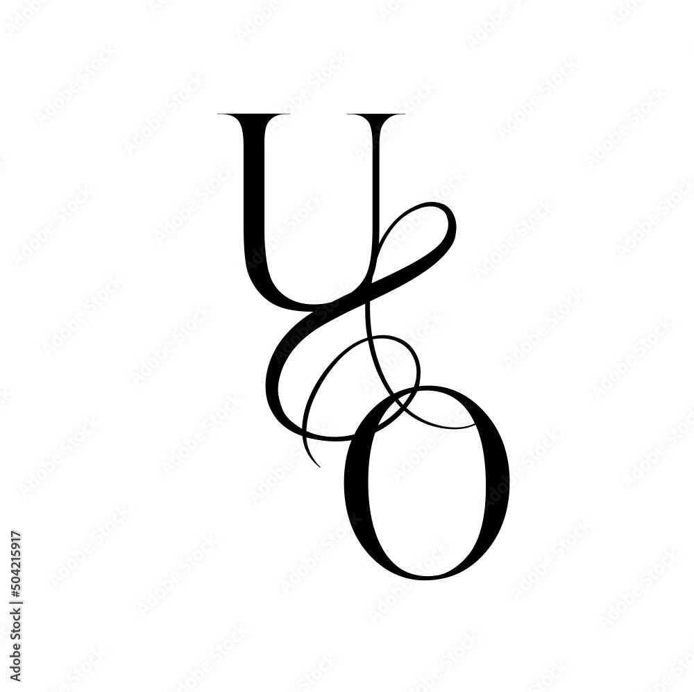 ou, uo, monogram logo. Calligraphic signature icon. Wedding Logo ...