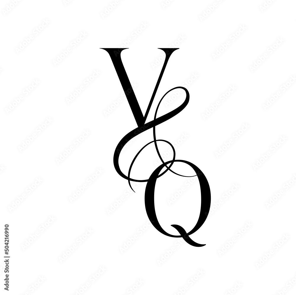 qv, vq, monogram logo. Calligraphic signature icon. Wedding Logo ...