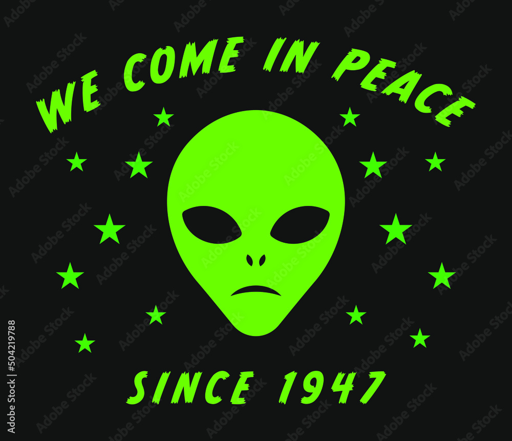 Alien head vector sign. Humanoid face symbol icon. We come in peace ...