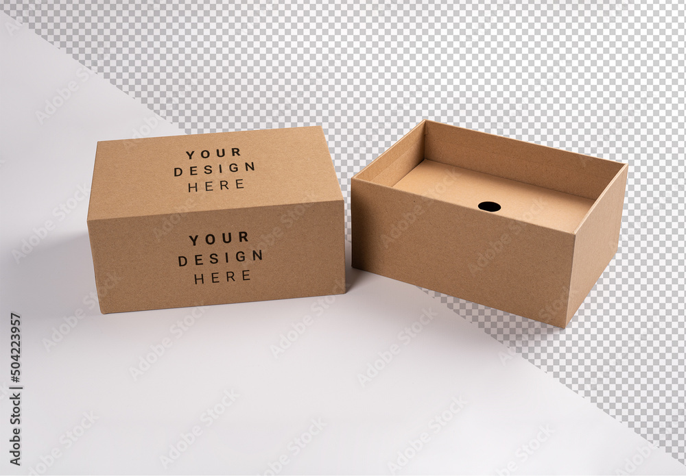 Cardboard Package Brown Box with Editable Top and Side Lid on ...
