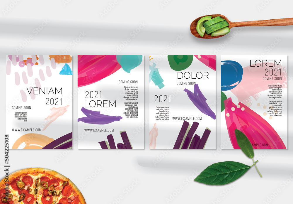 Poster Layout with Abstract Marker Scribble on White Stock Template ...