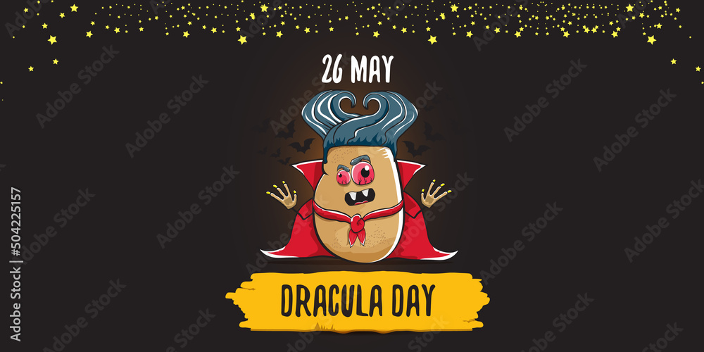 26 may world dracula day greeting horizontal banner with vector funny ...