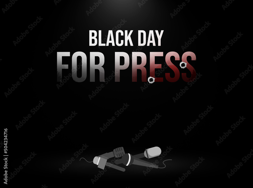 Black Day for World Press, Black and white Press media backdrop. Honoring and remembering the ...