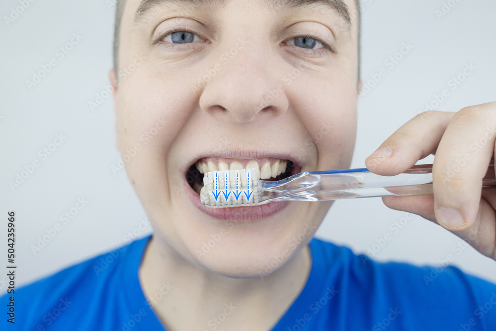 Instructions on how to brush your teeth. Step-by-step scheme. Clean ...