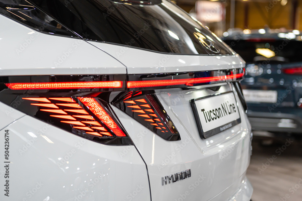 LED rear lights and car design closeup of nev Hyundai Tucson N Line ...
